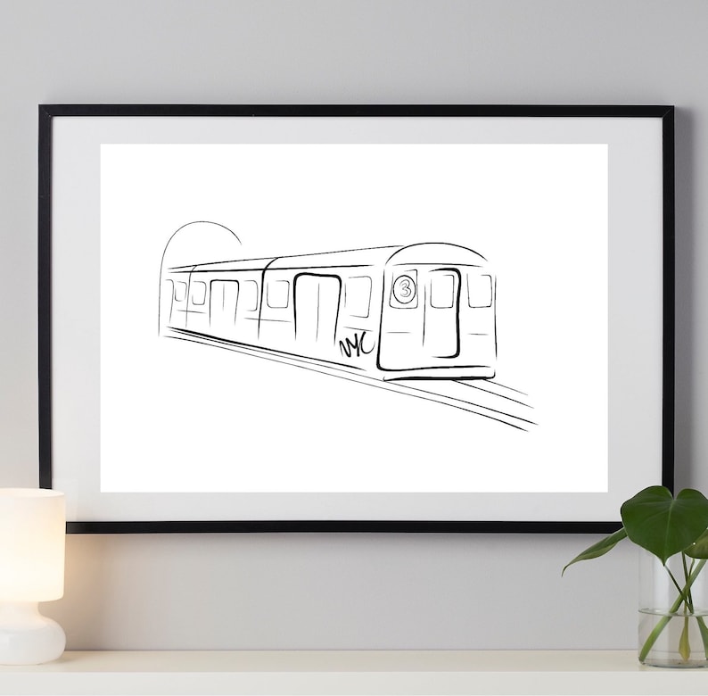 Subway Line Art, Train Print, Abstract New York Wall Decor, Minimalist ...