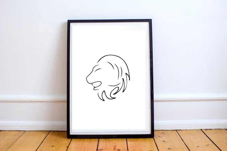 Leo Line Art, Leo Print, Zodiac Print, Abstract, Astrology Wall Decor ...