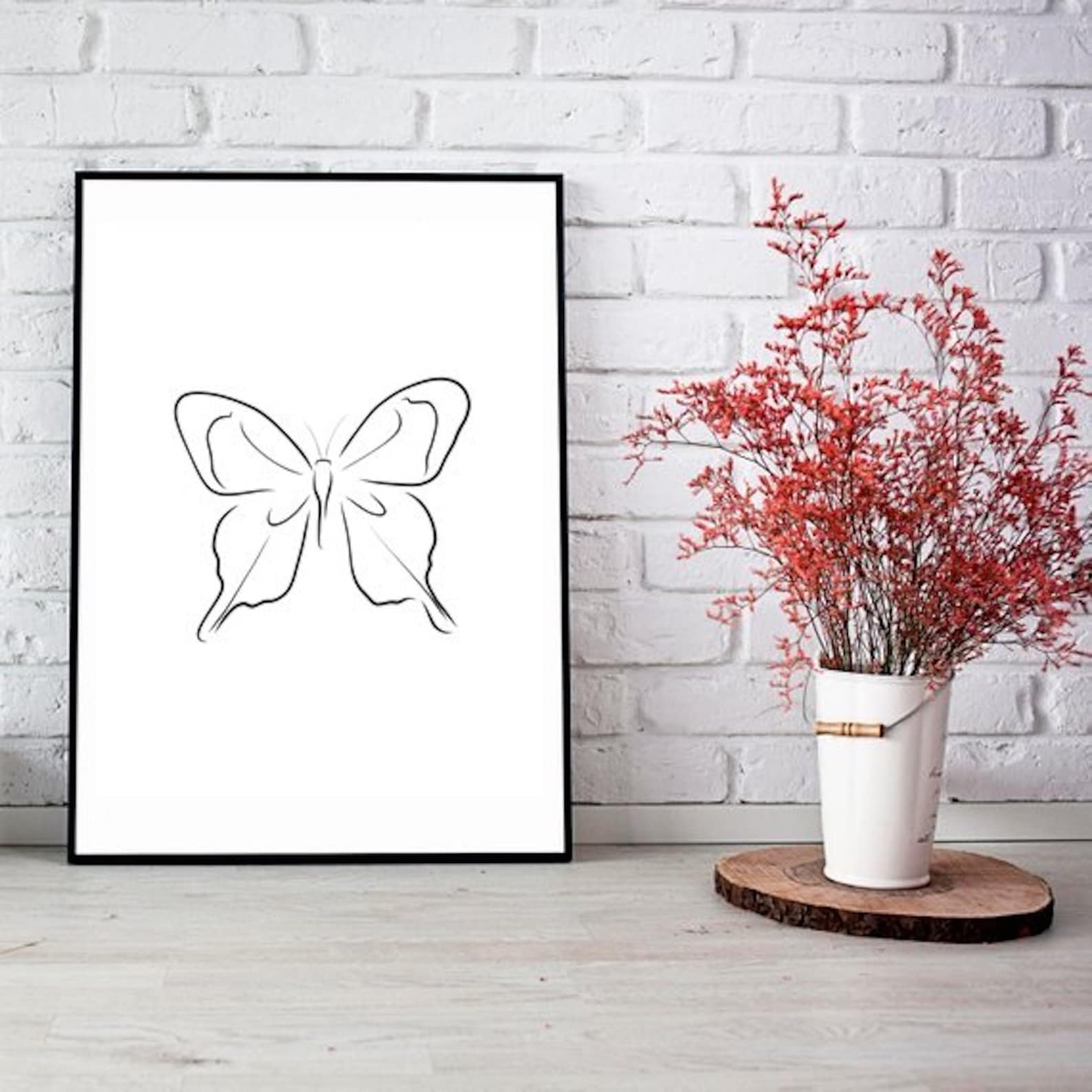 Butterfly Line Art, Butterfly Print, Abstract Nature Wall Decor ...