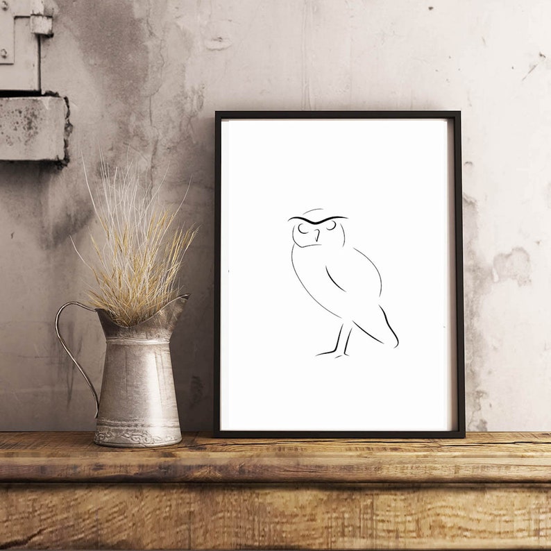 Owl Line Art, Owl Print, Abstract Owls Wall Decor, Minimalist Art ...