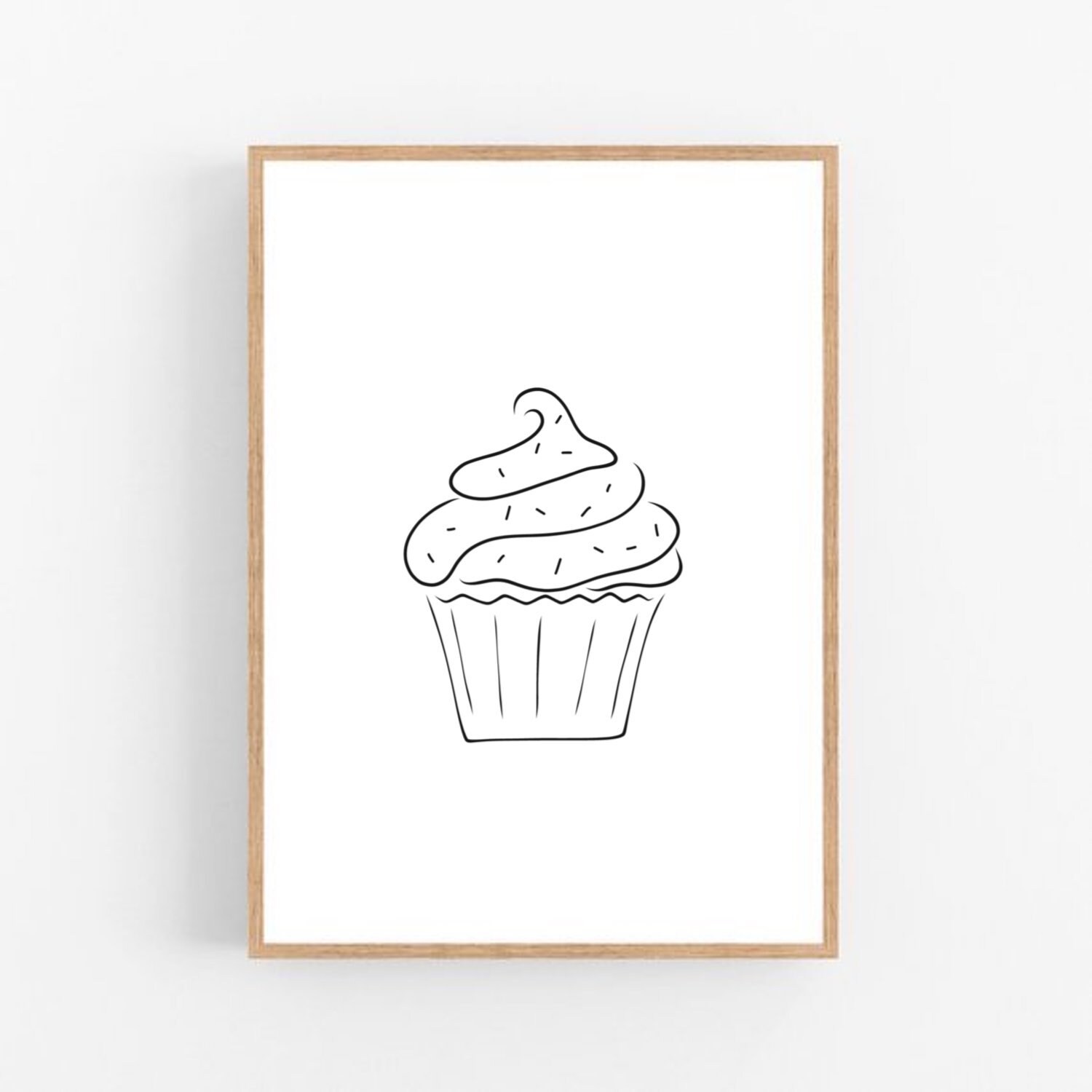 Cupcake Line Art, Cupcake Print, Abstract Cupcake Wall Decor ...