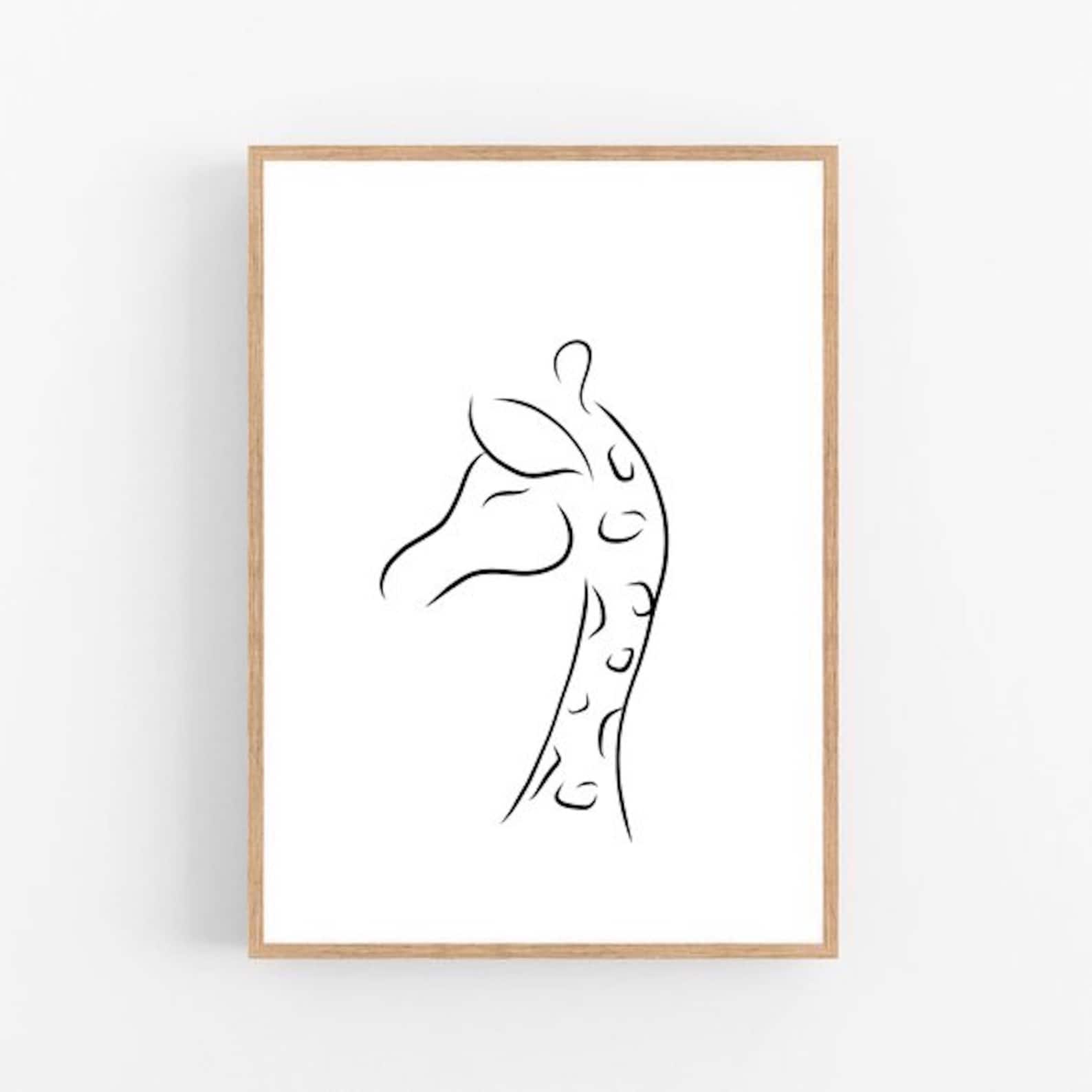Giraffe Line Art, Giraffe Print, Abstract Animal Wall Decor, Minimalist ...