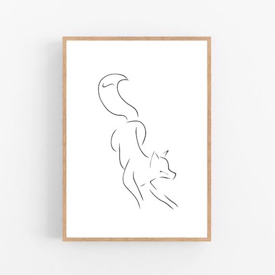 Fox Line Art, Fox Print, Abstract Animal Wall Decor, Minimalist Art ...