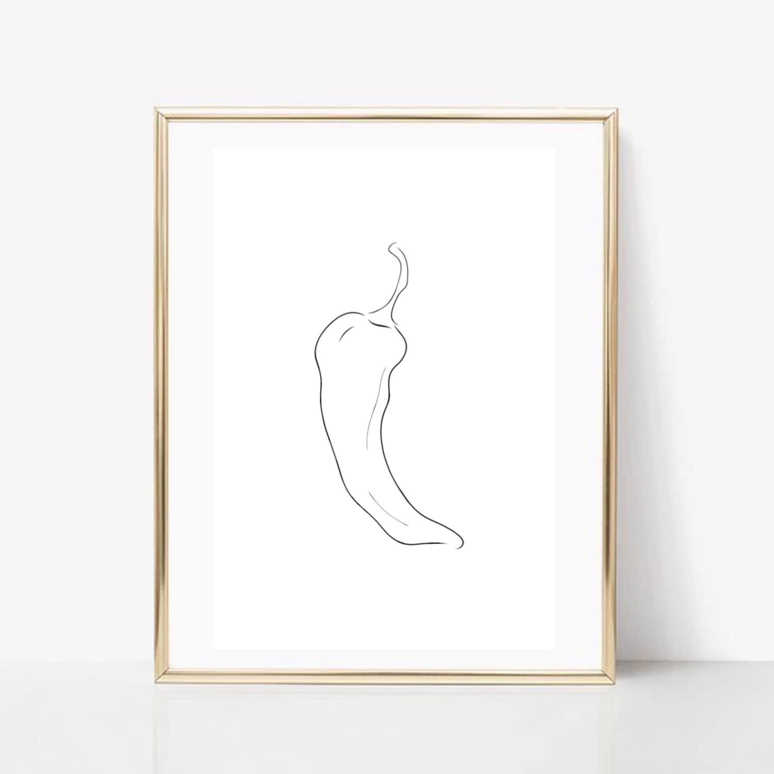 Chili Line Art Pepper Print Abstract Chili Wall Decor - Etsy