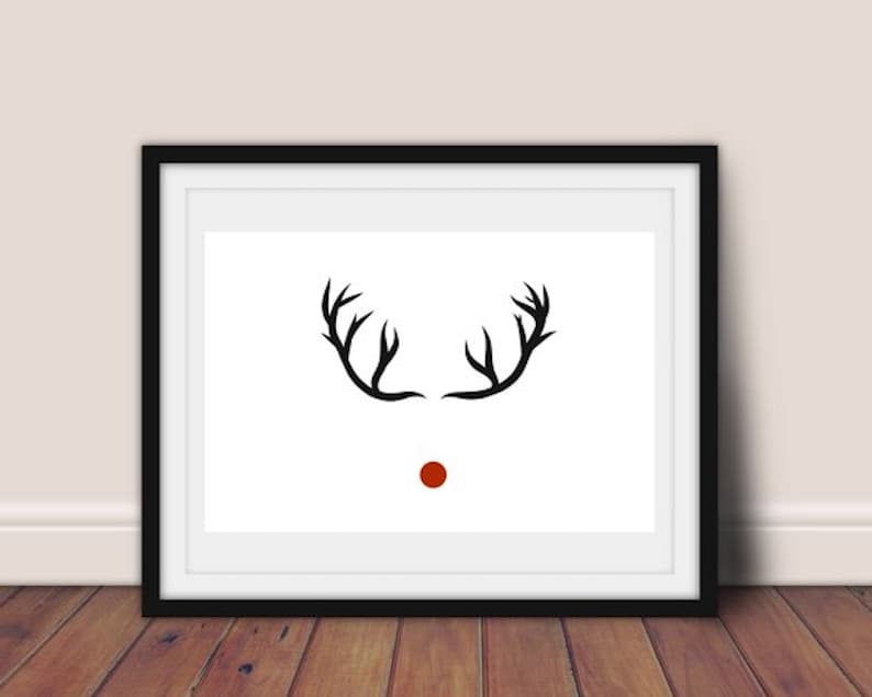 Rudolf Line Art, Rudolf Print, Abstract Reindeer Wall Decor, Minimalist ...