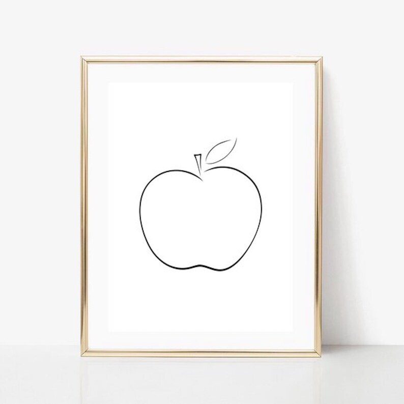 Apple Line Art Apple Print Abstract Nature Wall Decor - Etsy