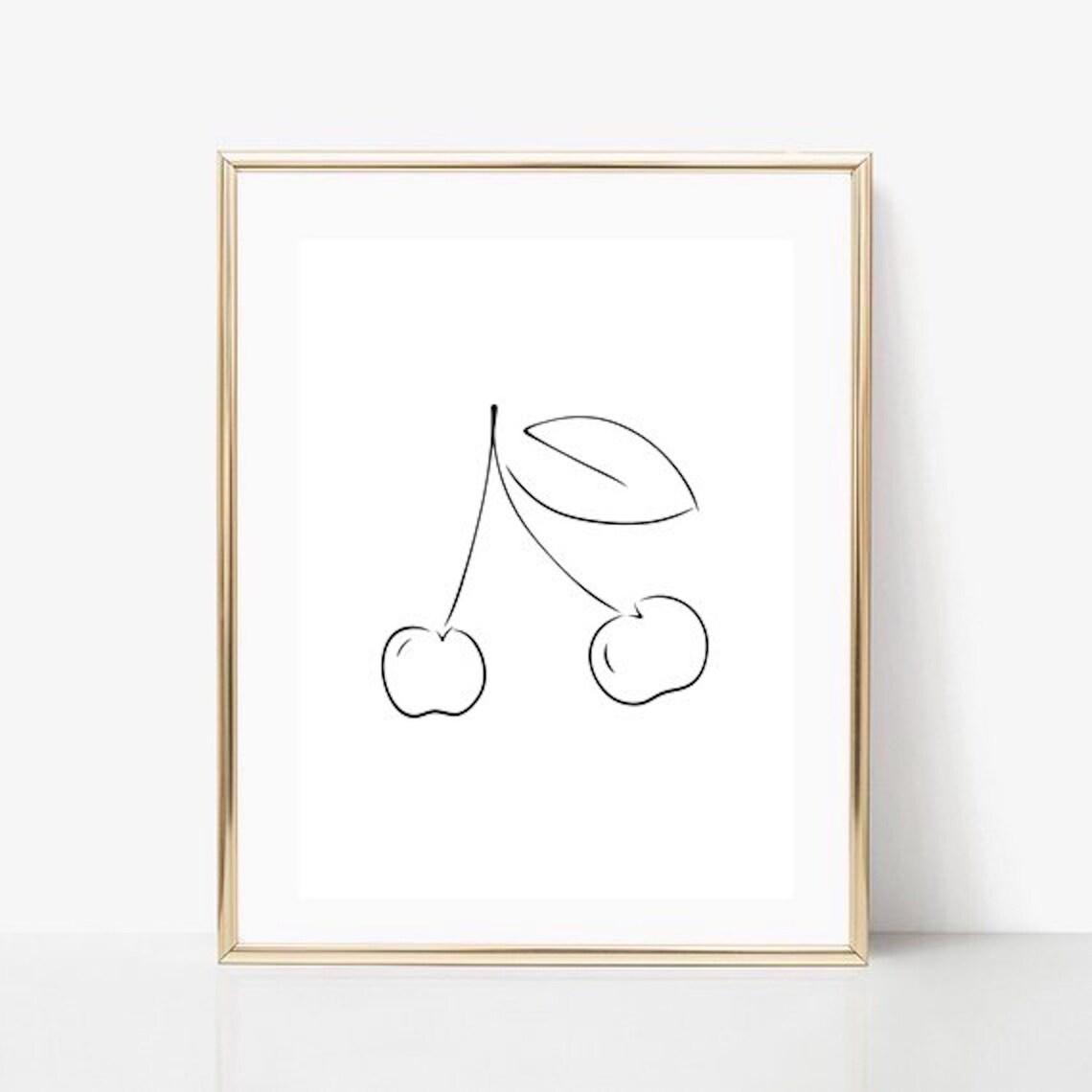 Cherry line art Cherry print Abstract fruit wall decor | Etsy