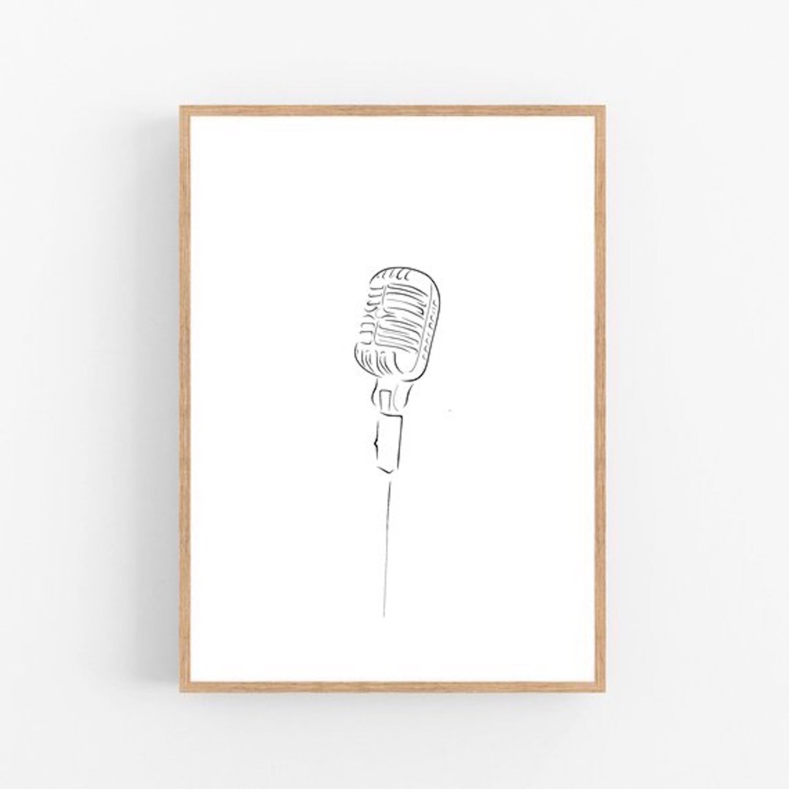 Microphone Line Art, Music Print, Abstract Singer Wall Decor ...