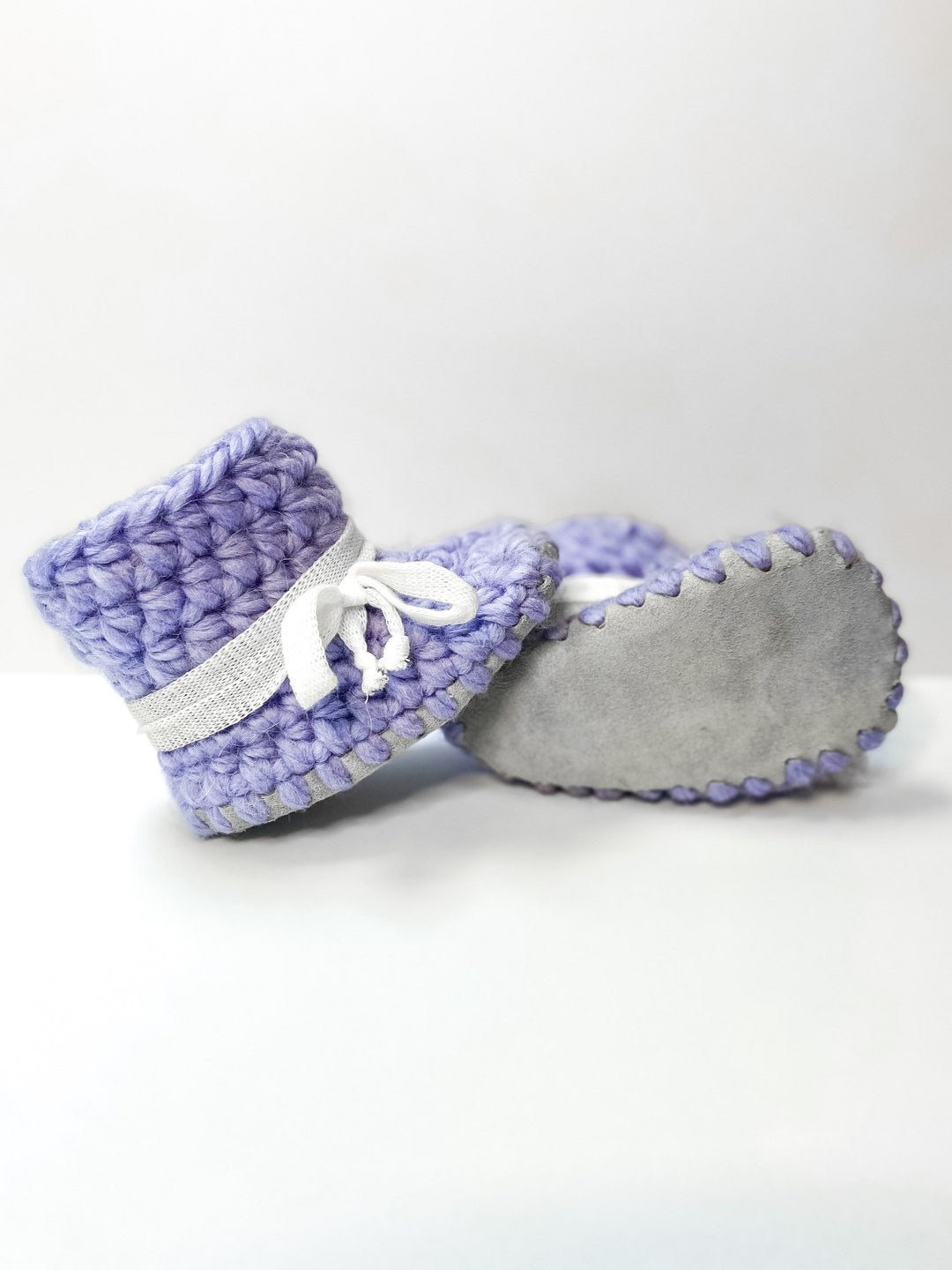 Baby Booties Sherpa Lined Suede Leather Soles Babywearing Slippers ...