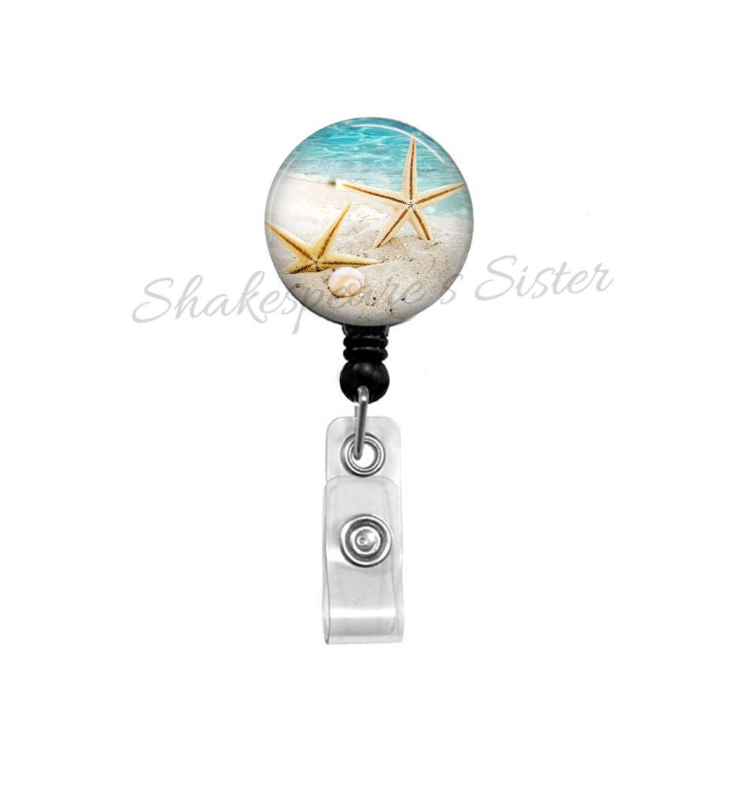 Starfish Badge Reel Seashell Badge Reel Retractable Badge Reel ID ...