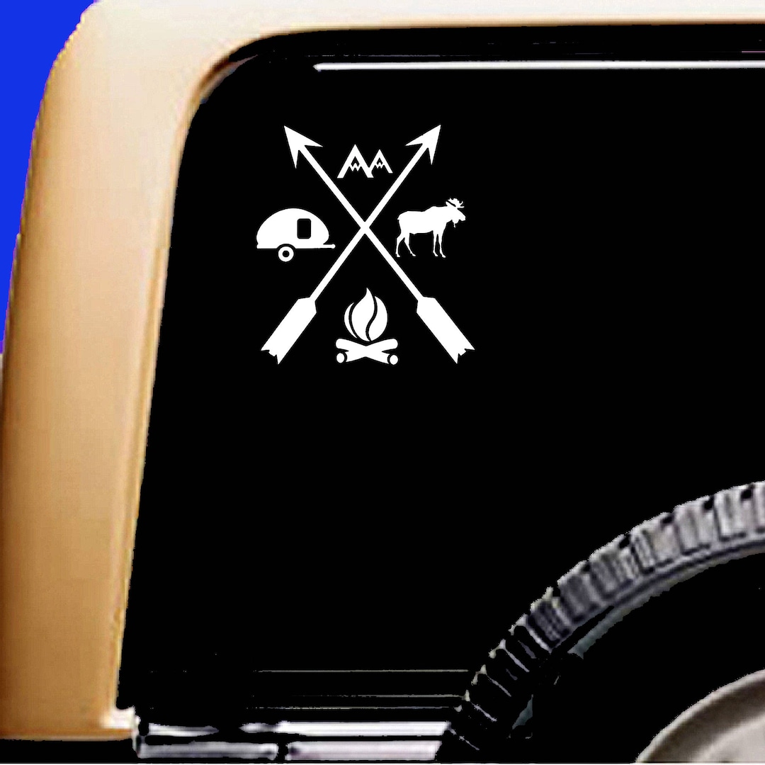 Camping Arrows Moose Teardrop Mountains Decal Vinyl Sticker Car Truck ...