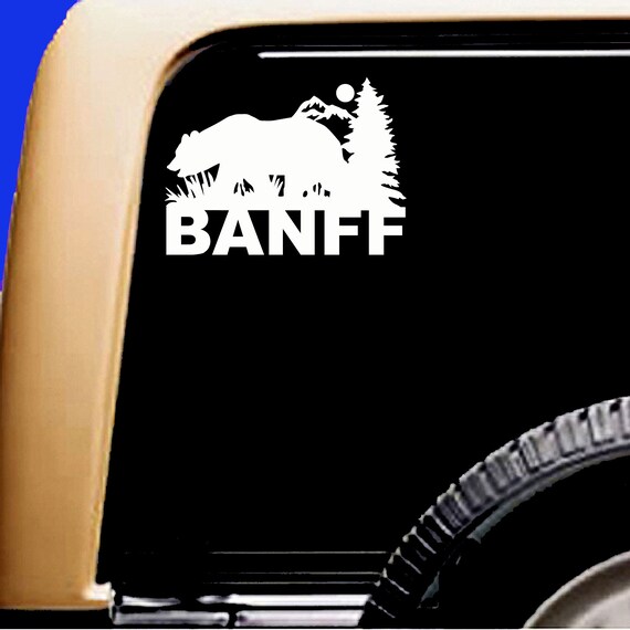 Banff Bear Decal Mountains & Trees Cooler Car Vinyl Sticker | Etsy