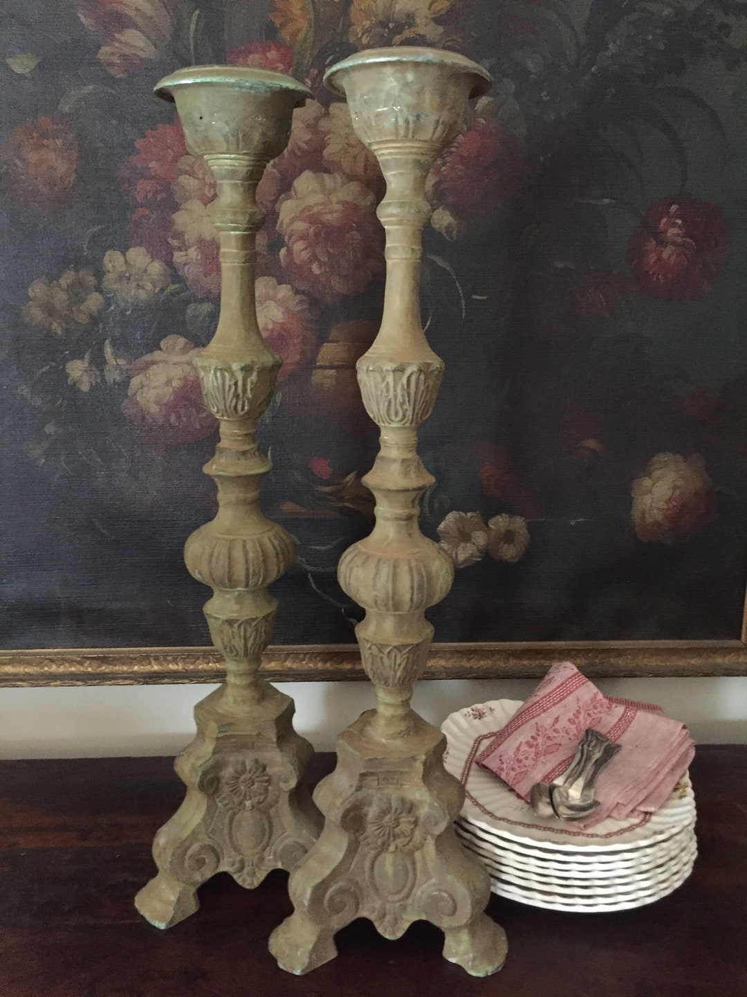 Pricket Candlesticks, Altar Candlesticks, Church Candlesticks, Antique ...