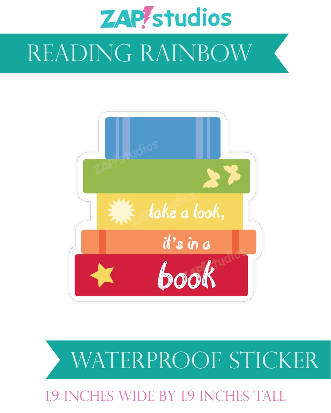 Reading Rainbow Sticker Rainbow Books Sticker Take a Look - Etsy