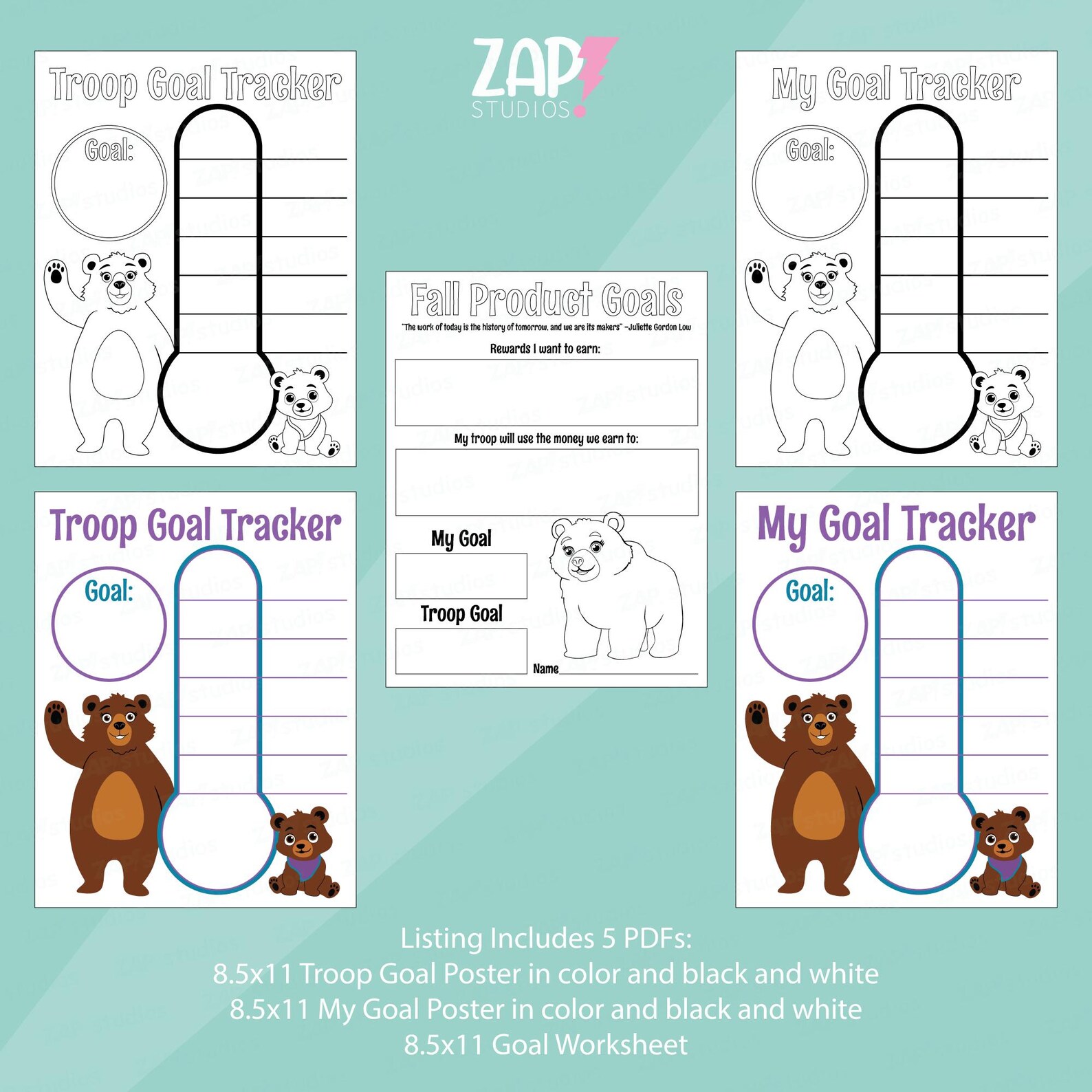 Girl Scout Fall Sales Goal Tracker: Printable Worksheet & Poster ...
