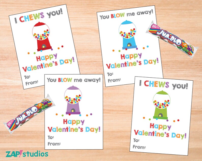 Editable Gumball Valentines: Printable School Valentine Cards (PDF) - Etsy