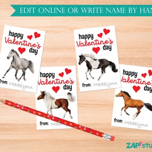 Printable Horse Valentines, Editable Pony Valentines, School Party ...