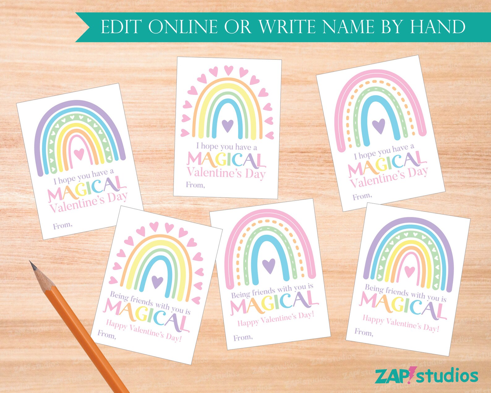 Boho Rainbow Valentine Editable Rainbow Valentine Printable | Etsy