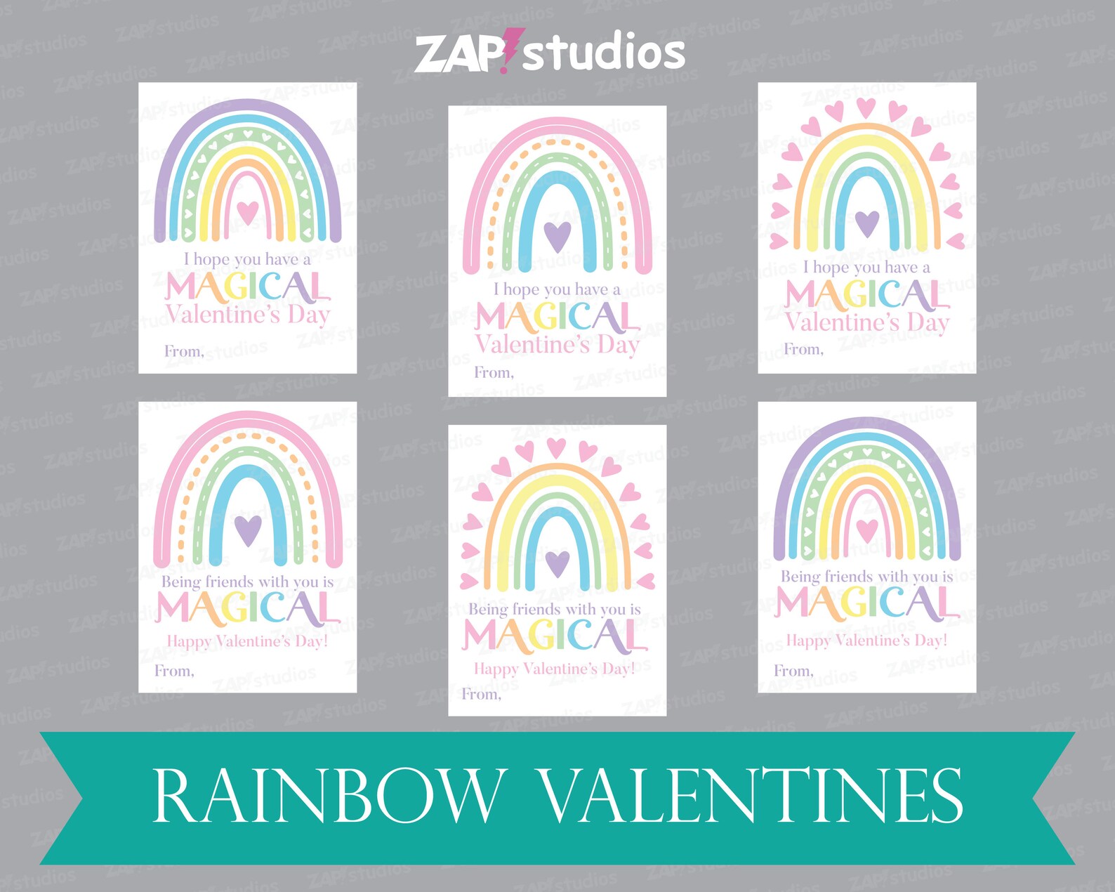 Boho Rainbow Valentine Editable Rainbow Valentine Printable | Etsy