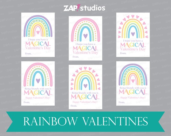 Boho Rainbow Valentine Editable Rainbow Valentine Printable | Etsy