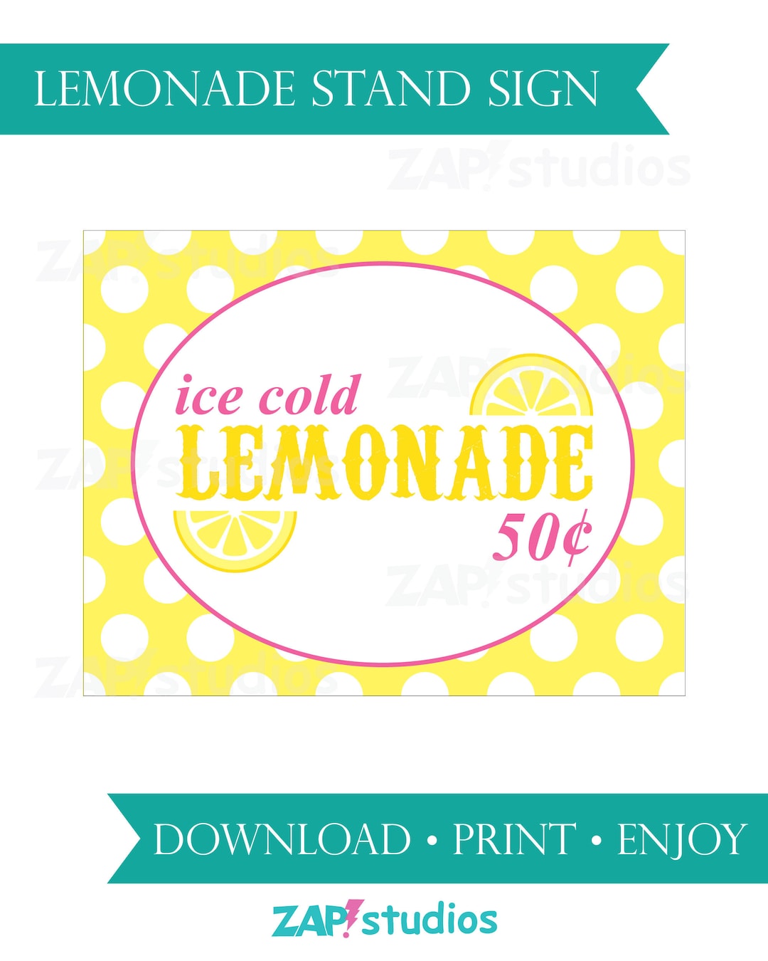 Printable Lemonade Stand Sign: DIY Kids Decor (PDF) - Etsy