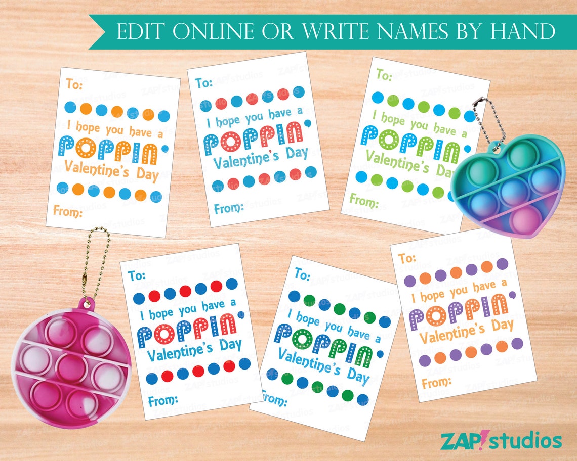 Editable Pop It Valentine Printable Classroom Valentine | Etsy