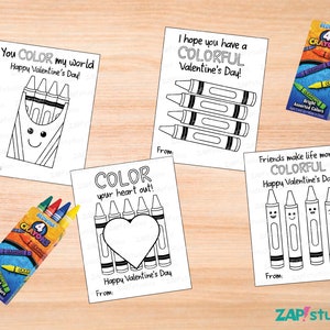 Color Your Own Crayon Valentines: Kids School Cards (printable PDF) - Etsy