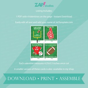 Editable Football Valentines, Instant Download, Print Your Own ...