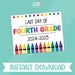 Last Day of Fourth Grade Sign: Crayon Photo Prop (digital Download) - Etsy