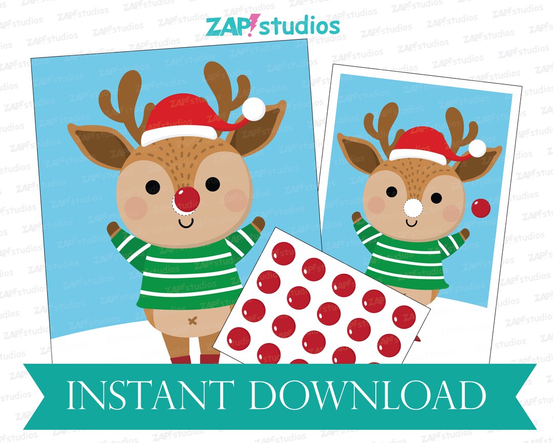 Printable Pin the Nose on the Reindeer Game, Pin the Tail Party Game ...