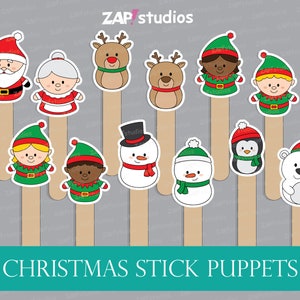 Printable Christmas Stick Puppets, Christmas Activity, Santa Craft ...