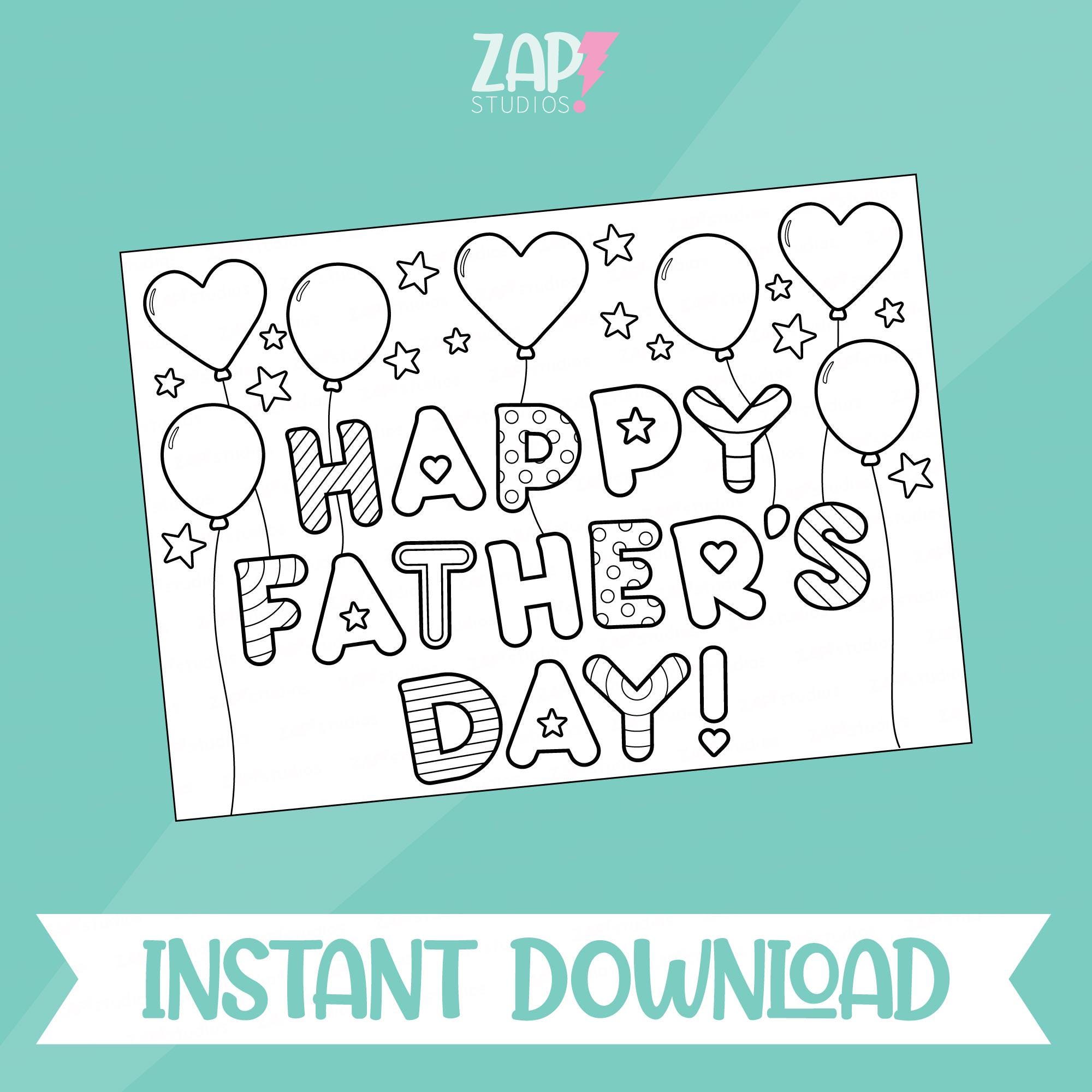 Printable Father's Day Coloring Card: Kids Activity (digital Download ...