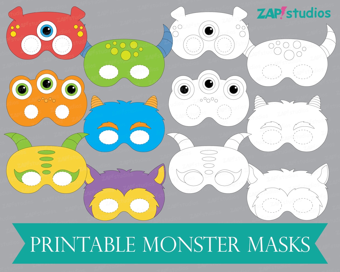 Color Your Own Monster Masks Printable Monster Masks Kids - Etsy