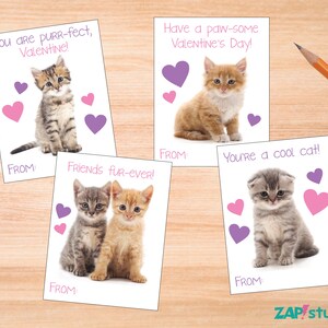 Editable Kitten Valentines: Printable Classroom Cards (PDF) - Etsy
