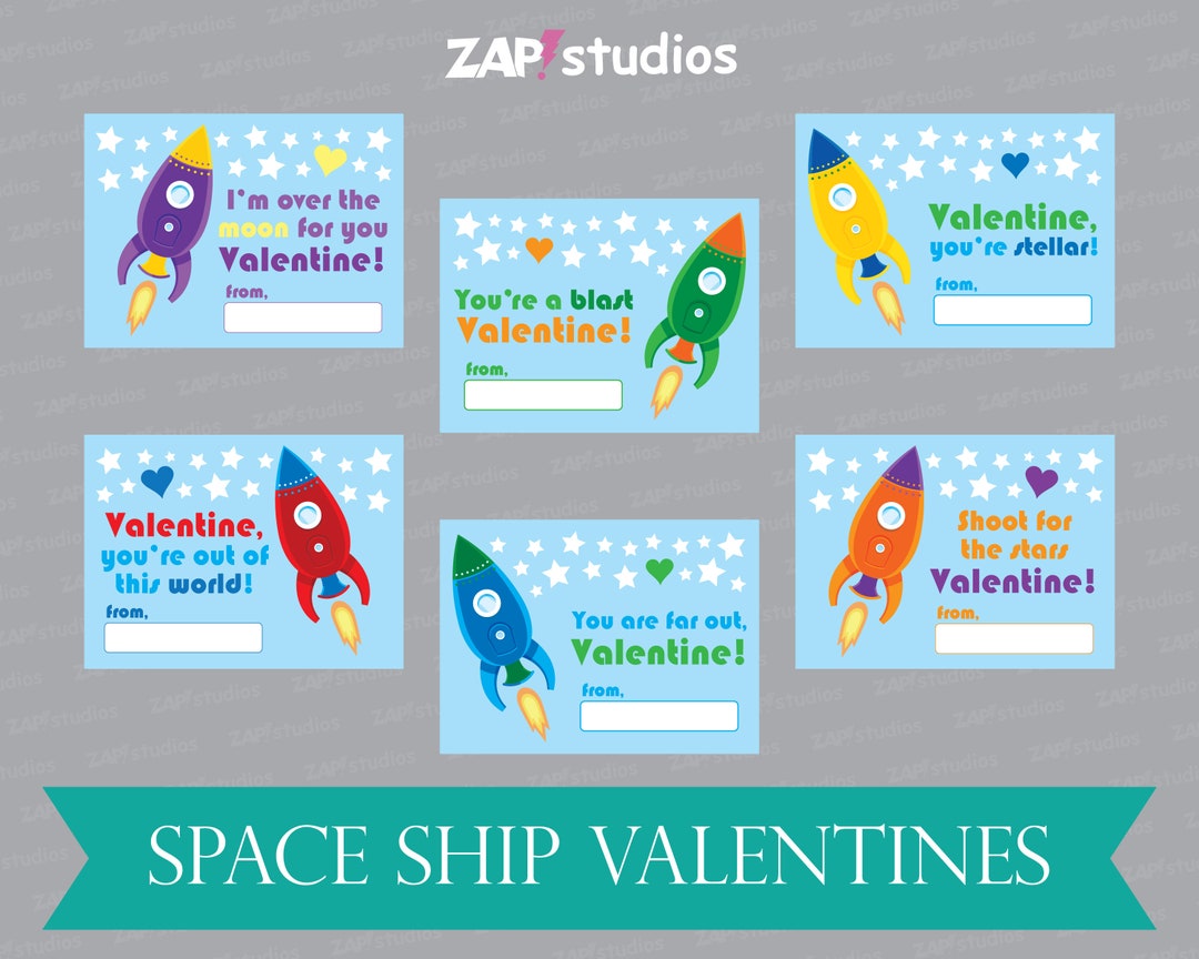 Editable Rocket Valentines: Space Valentine Cards (PDF) - Etsy