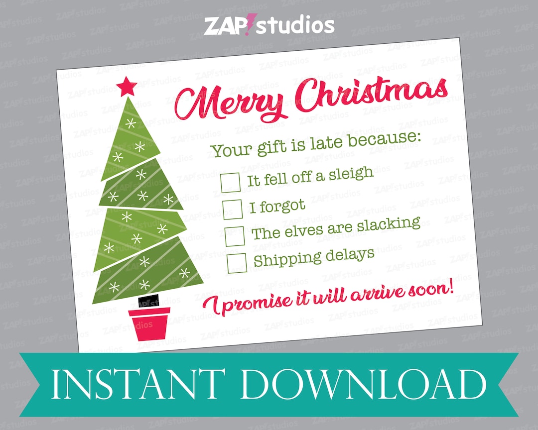 Late Gift Card, Delayed Shipping, Christmas Present is Late, Christmas ...