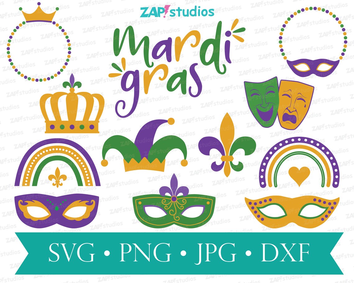 Mardi Gras SVG Bundle Fleur De Lis Mardi Gras Mask Happy - Etsy