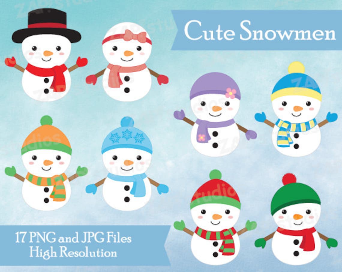 Snowman Clip Art Snowflake Clip Art Snowman Clipart - Etsy