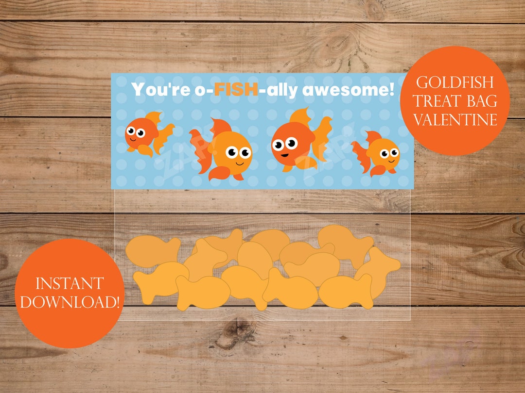 Goldfish Treat Bag Topper Valentines Fish Valentines Print Your Own ...
