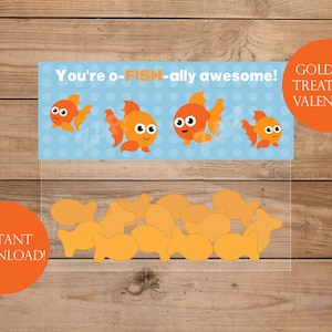 Goldfish Treat Bag Topper Valentines Fish Valentines Print Your Own ...