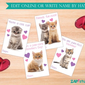 Small Kitten Valentines, Editable Cat Valentines, School Party ...