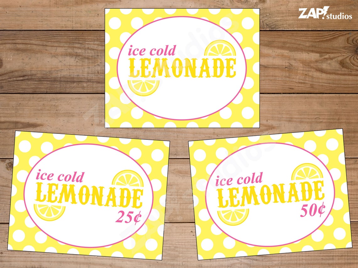 Printable Lemonade Stand Sign: DIY Kids Decor (PDF) - Etsy