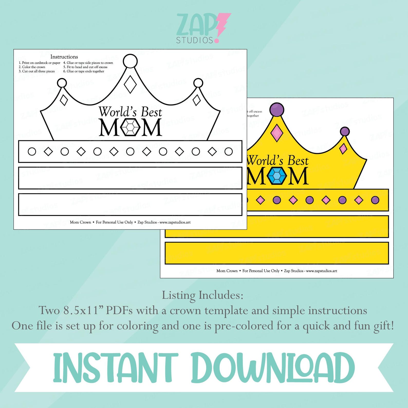 Mother's Day Crown, Printable Coloring Page Craft (PDF) - Etsy