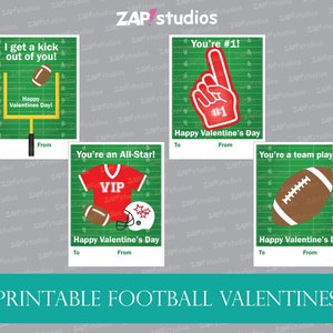 Editable Football Valentines Instant Download Print Your Own | Etsy
