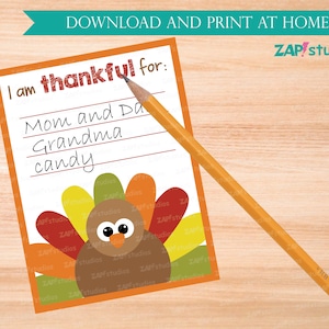 Printable Turkey Thankful Cards, Kids Thanksgiving Activity (PDF) - Etsy