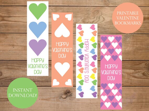 Bookmark Valentines Print Your Own Valentines Printable | Etsy