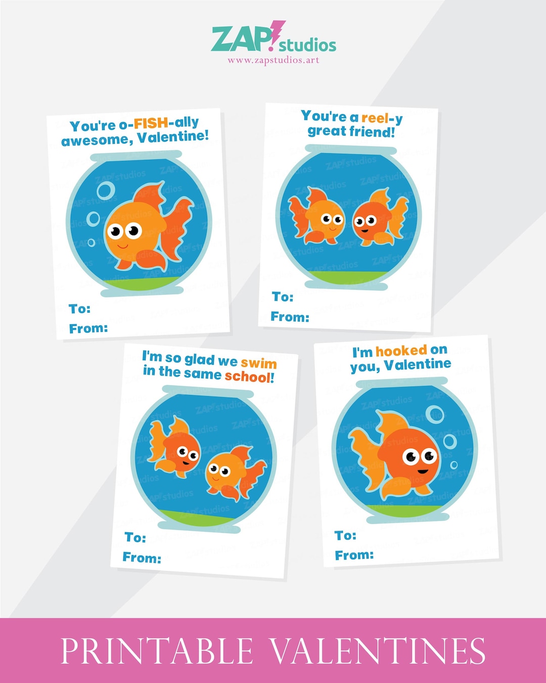 Editable Goldfish Valentines Printable, Fish Valentines, Print Your Own ...