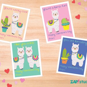 Editable Llama Valentines, Printable Classroom Valentines, Kids ...