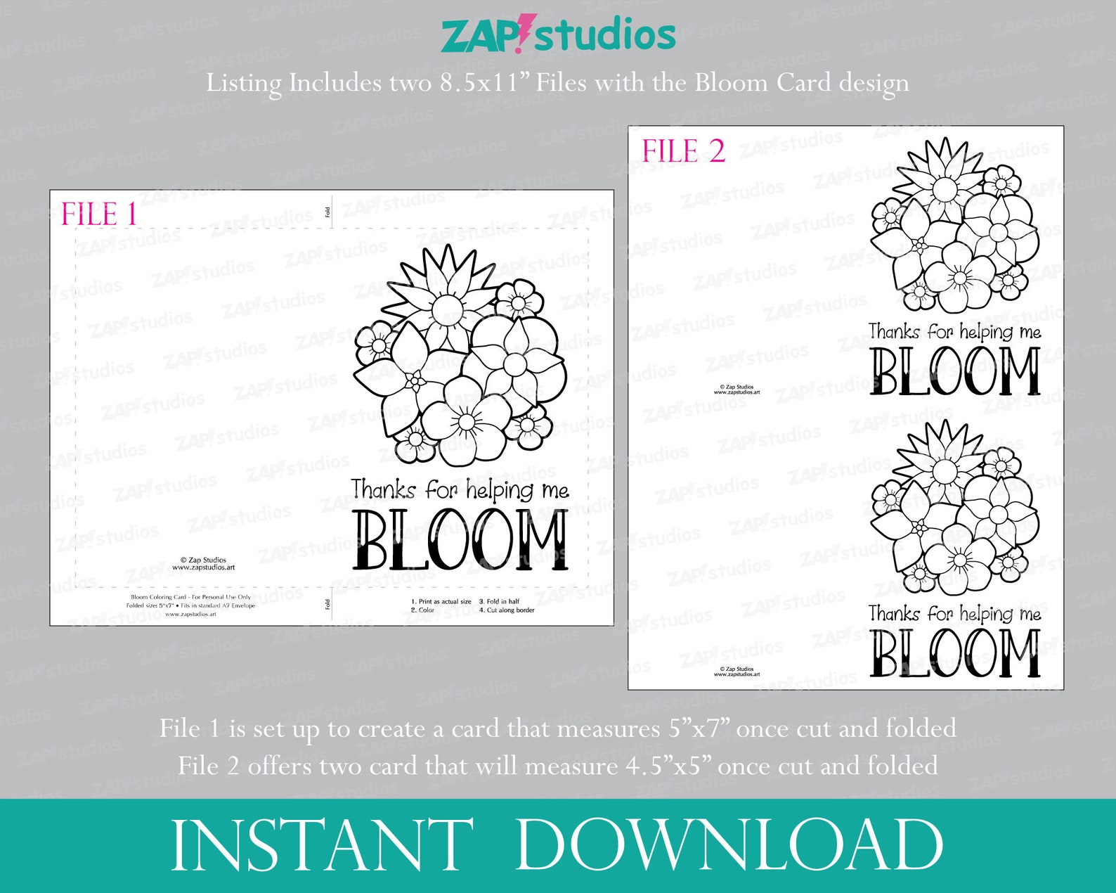 Printable Teacher Card Flower Bloom Card Teacher Coloring | Etsy