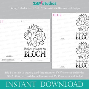 Printable Teacher Card, Flower Bloom Card, Teacher Coloring Card, Thank ...